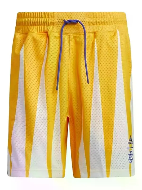 Adidas Hoops Summer Essentials Geometric-pattern Track Shorts - Yellow