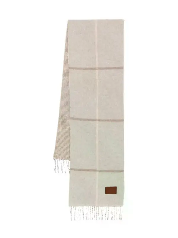 THE BRIDGE Checked Fringed Scarf - Neutrals