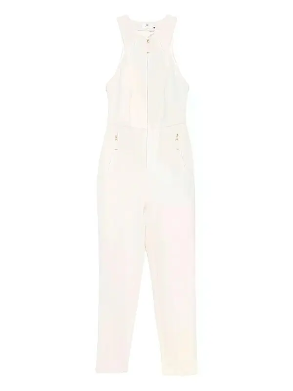 Elisabetta Franchi Zip-front Sleeveless Jumpsuit - White