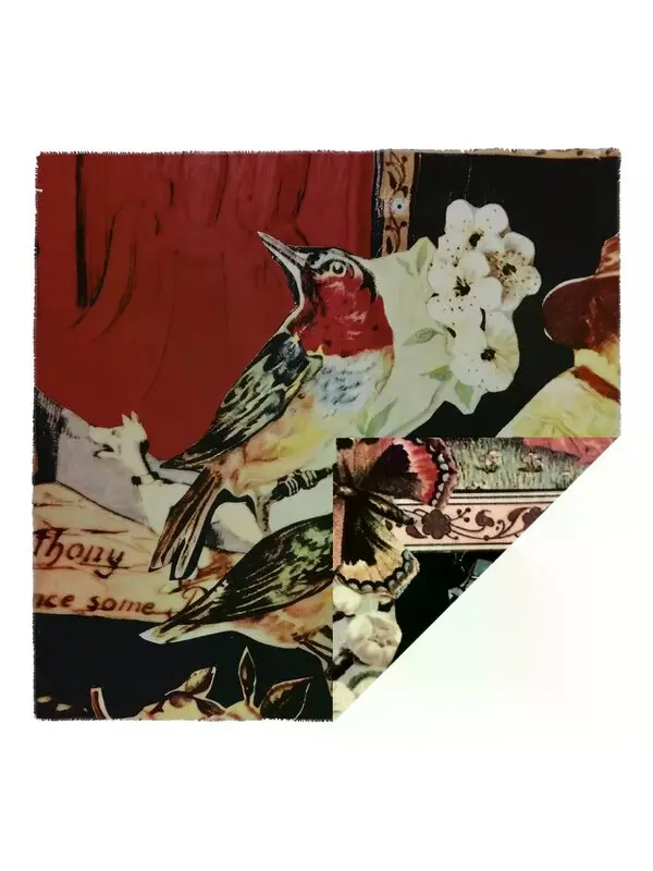 TALKING WALLS Patchwork-print Scarf - Black