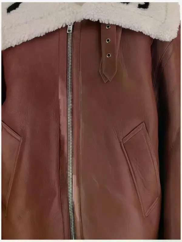 Vetements Shearling-collar Leather Jacket