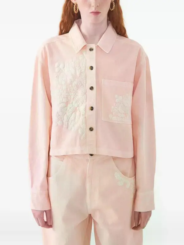 Antik Batik Floral-embroidered Cropped Jacket