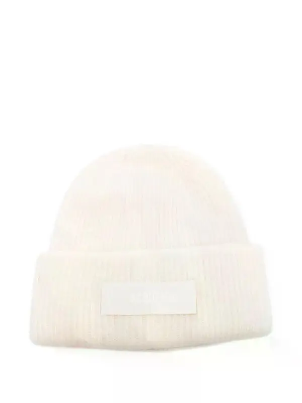 Jacquemus Logo-patch Ribbed Beanie - Neutrals