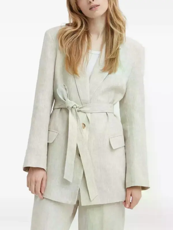 ALOHAS Belted Linen Blazer