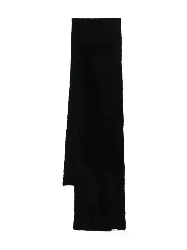 ANERKJENDT Ribbed Wool Scarf - Black