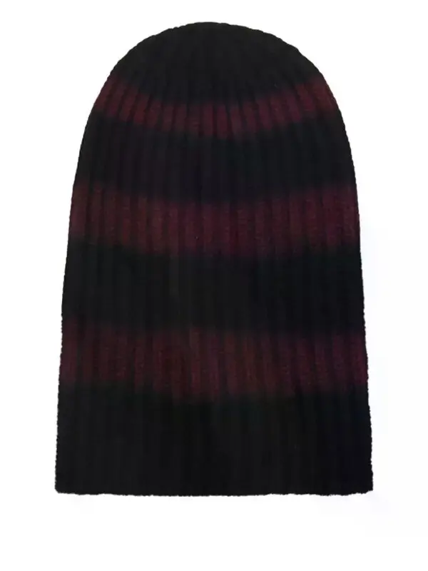 HURRAY Striped Ribbed Beanie - Black