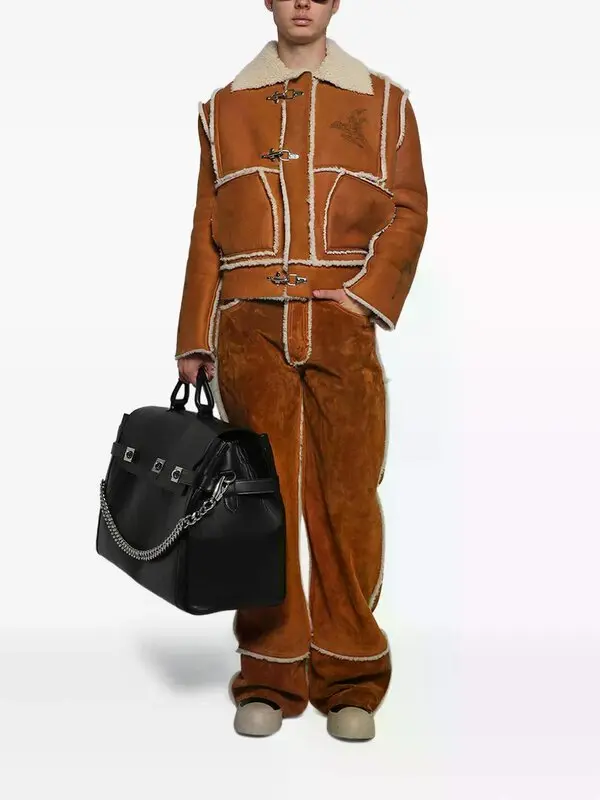 EARTHLING VIP Eagle-print Shearling Jacket - Brown