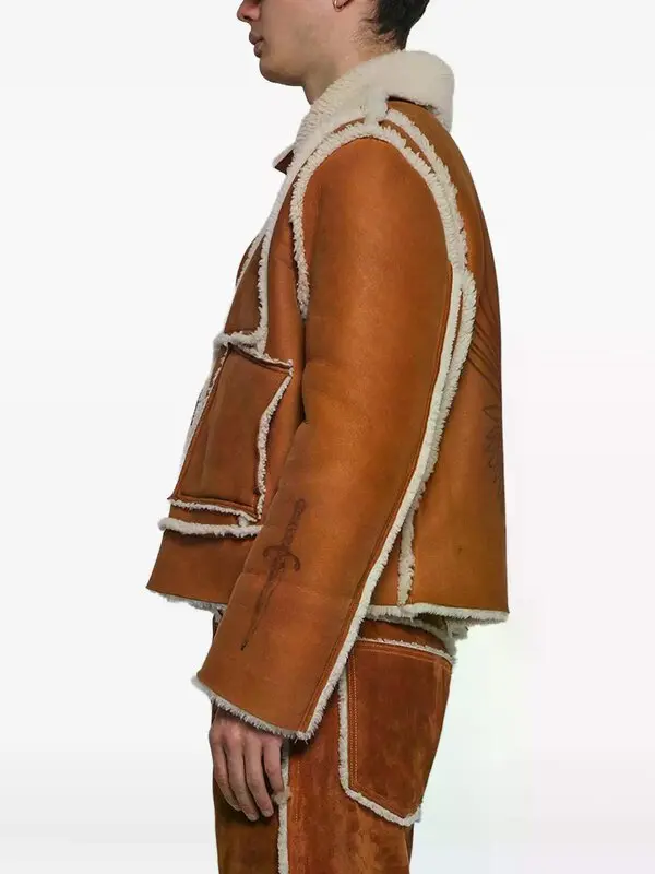 EARTHLING VIP Eagle-print Shearling Jacket - Brown