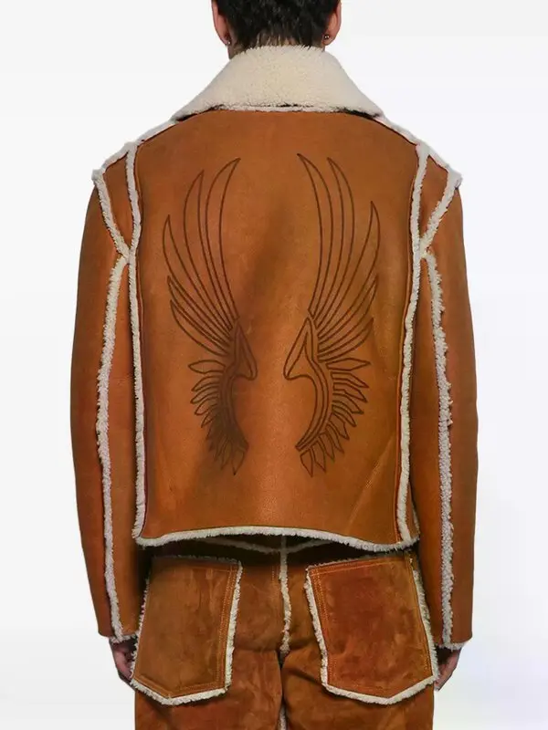 EARTHLING VIP Eagle-print Shearling Jacket - Brown
