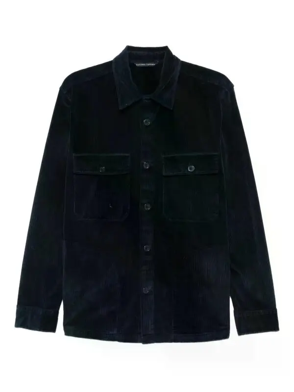 120% Lino Corduroy Pocket Shirt - Blue