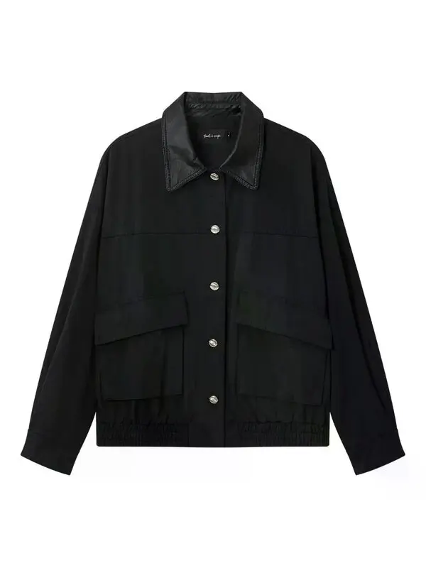 TOUT A COUP Leather-collar Pocket Jacket - Black