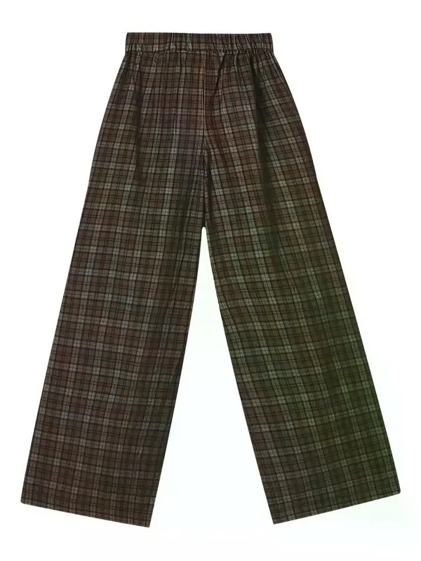MINI CREAM Pleated Checked Trousers
