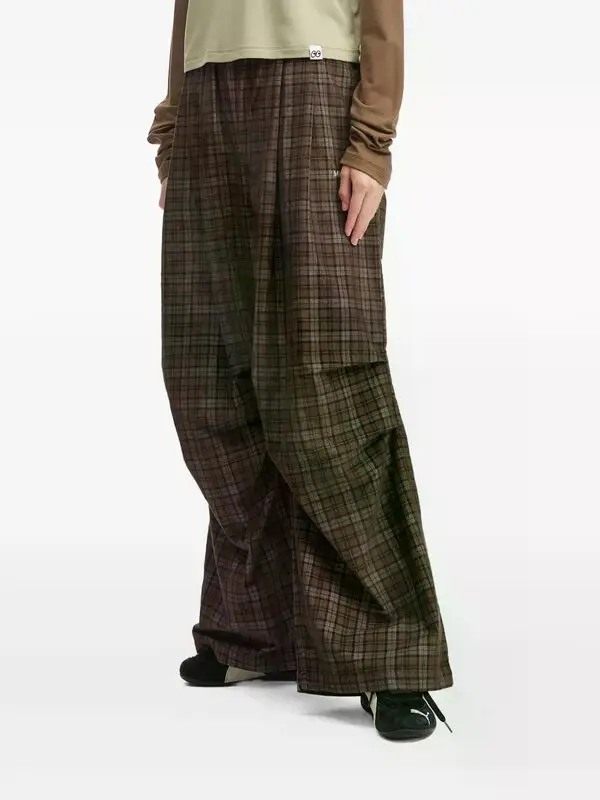 MINI CREAM Pleated Checked Trousers