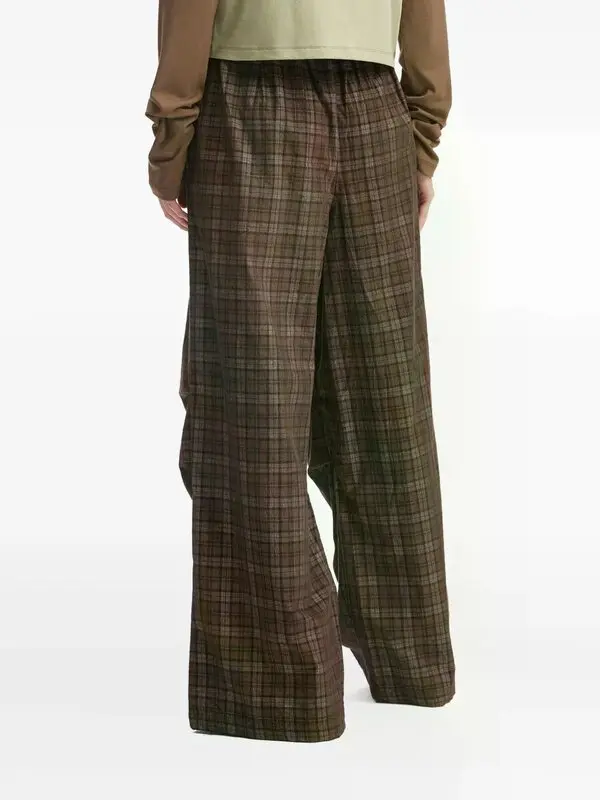 MINI CREAM Pleated Checked Trousers