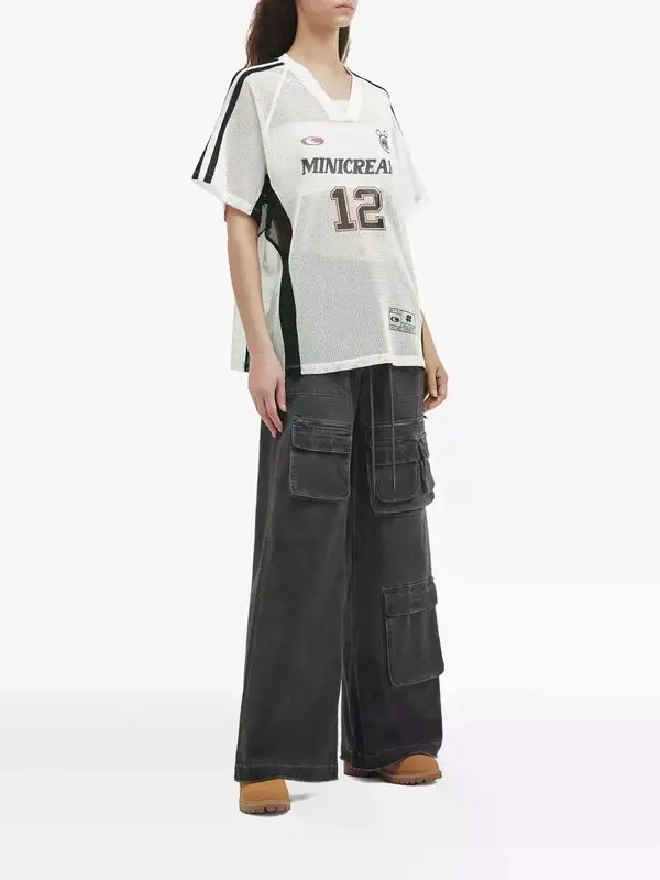MINI CREAM Multiple-pocket Wide-leg Trousers
