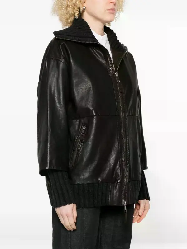 THE JACKIE LEATHERS Fenice Knitted-cuff Leather Jacket