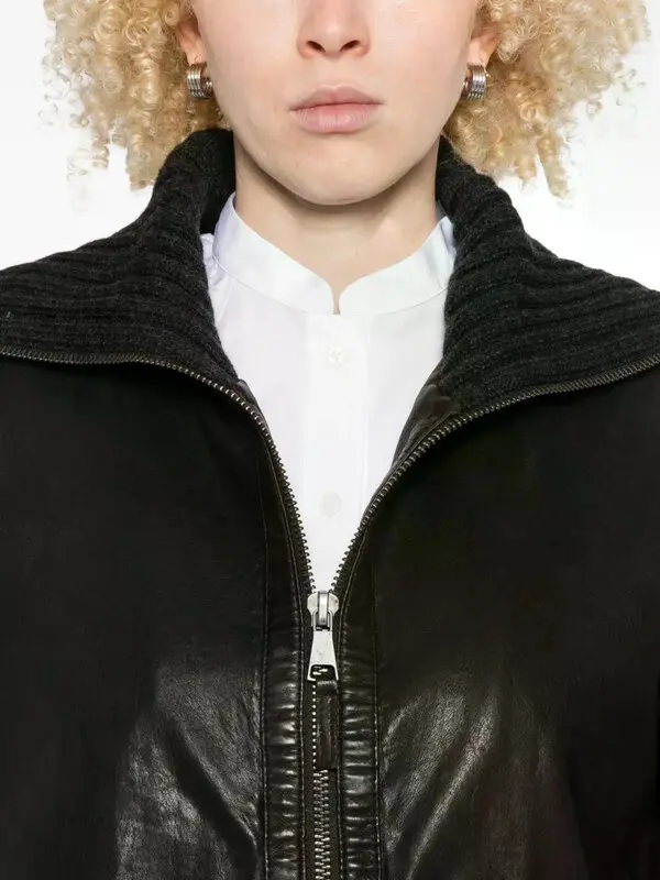 THE JACKIE LEATHERS Fenice Knitted-cuff Leather Jacket