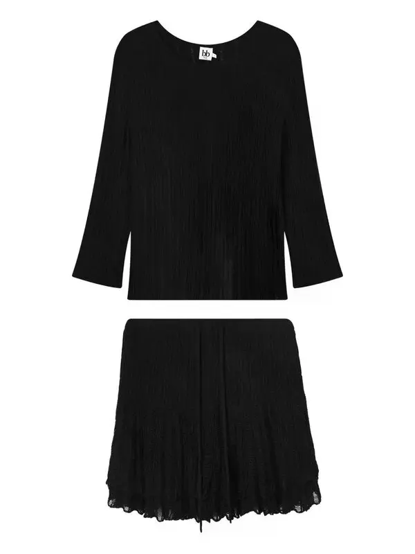 B+AB Ribbed-knit Ruffled Jumpsuit - Black