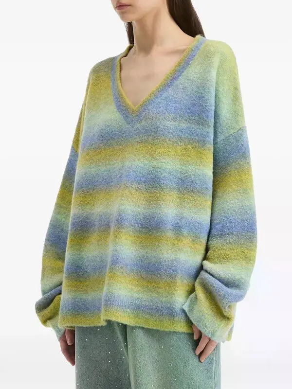 B+AB V-neck Striped Sweater - Blue
