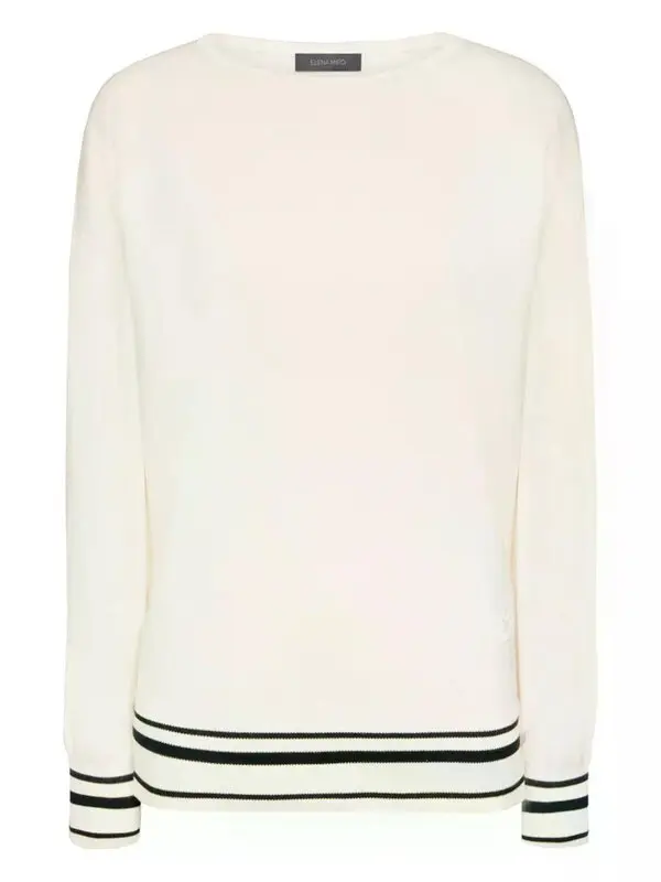 ELENA MIRO` Boat-neck Striped Sweater - White