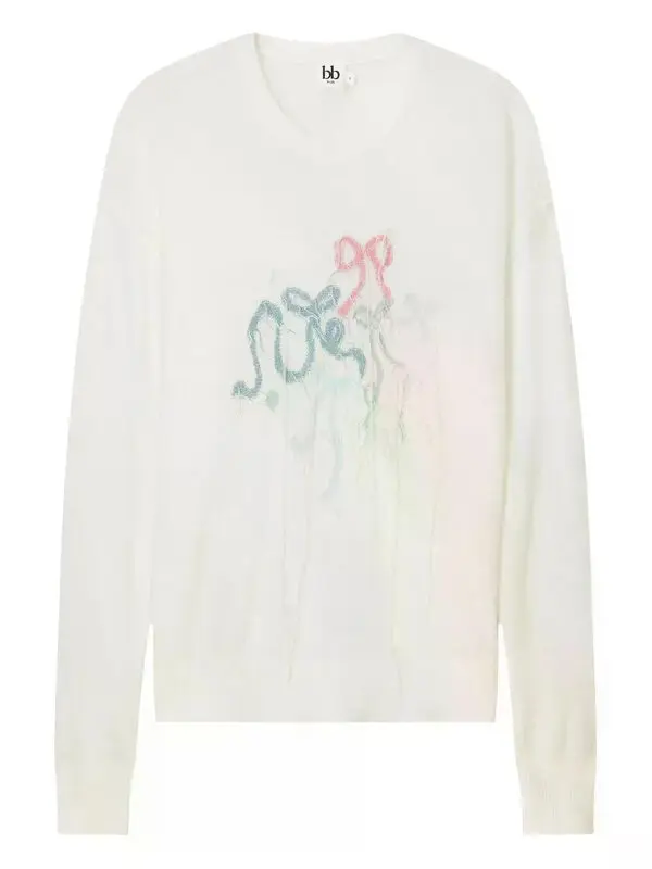 B+AB Embroidered Ribbon-detail Sweater - White