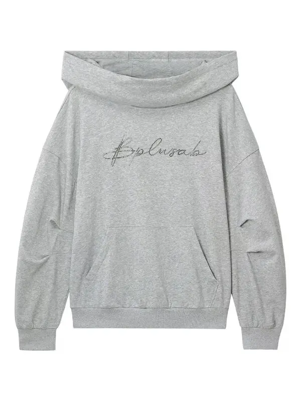 B+AB Embellished Cowl-neck Hoodie - Grey