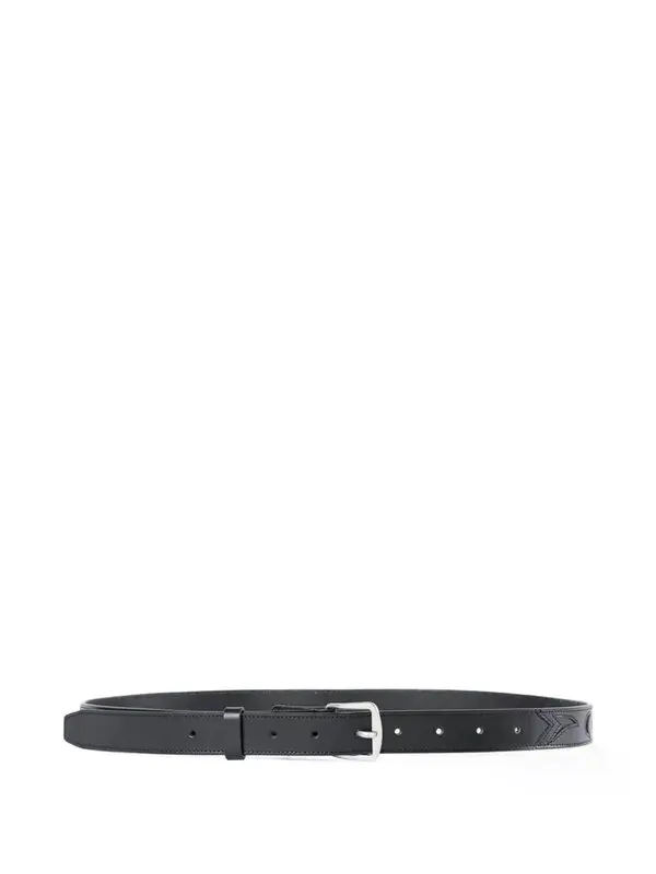 ANN DEMEULEMEESTER Embossed Calfskin Leather Belt - Black