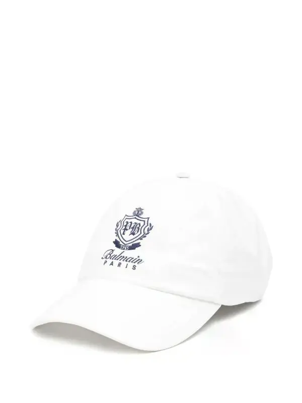 Balmain Embroidered Cotton Cap - White