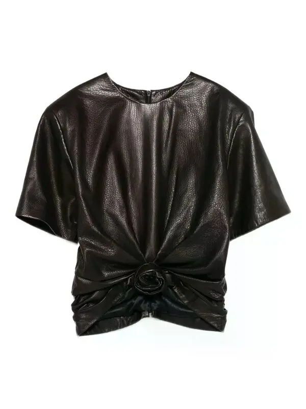 Magda Butrym Rose-embellished Leather Top