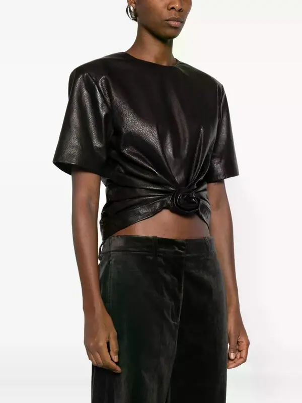 Magda Butrym Rose-embellished Leather Top