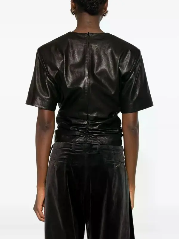 Magda Butrym Rose-embellished Leather Top