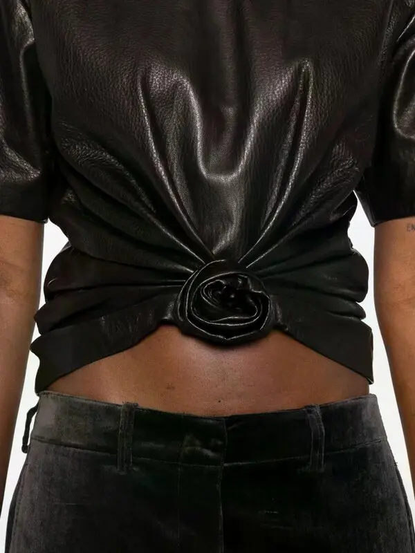 Magda Butrym Rose-embellished Leather Top
