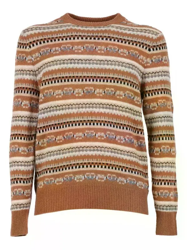 BALLANTYNE Fair Isle Crew-neck Sweater - Brown