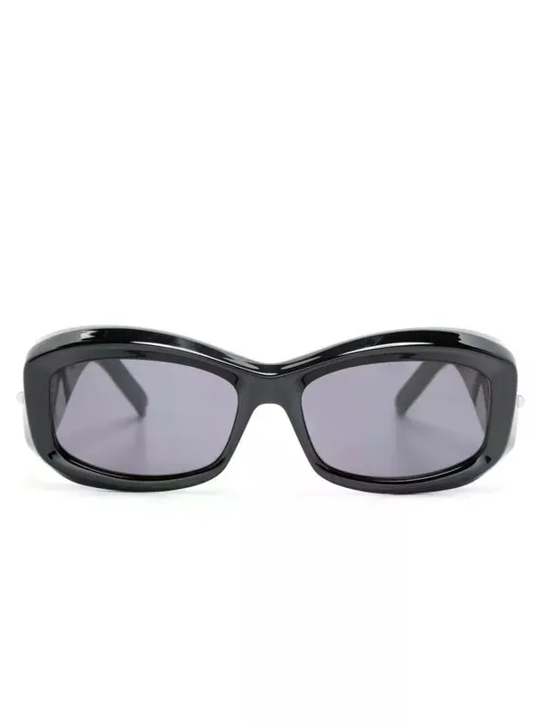 Givenchy Engraved-logo Rectangular Sunglasses - Black