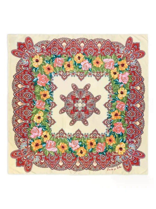 Bimba Y Lola Floral Paisley Scarf - Neutrals