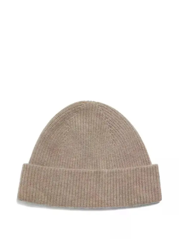 Zegna Cashmere Ribbed Beanie - Neutrals