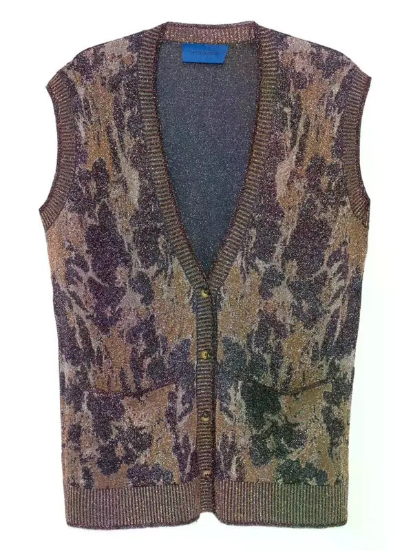 MES DEMOISELLES Floral-pattern Sleeveless Cardigan - Purple