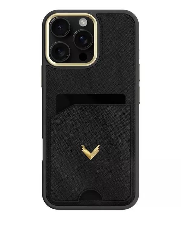VELANTE Saffiano Leather Cardholder Iphone 16 Pro Max Case - Black