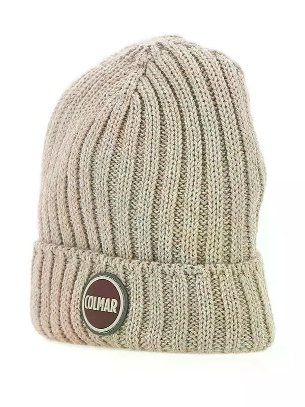 COLMAR Ribbed Logo-patch Beanie Hat - Grey