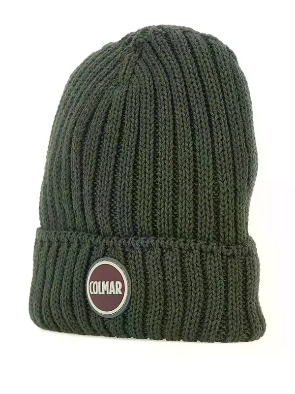 COLMAR Ribbed Logo-patch Beanie Hat - Green
