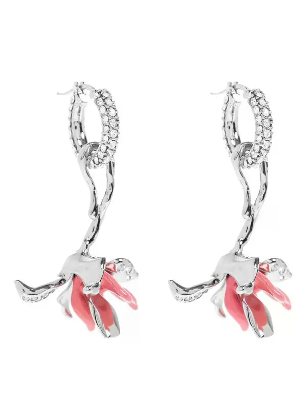Marni Crystal-embellished Flower Earrings - Silver