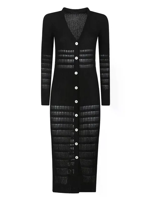 fitted lace wedding dress for Days Re-New Button Down Ribbed Dress - Black
