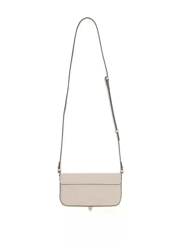 Pinko Medium Saddle Flat Leather Shoulder Bag - Neutrals