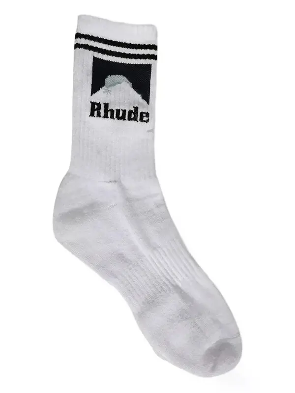 Rhude Stripe-detailing Socks - White
