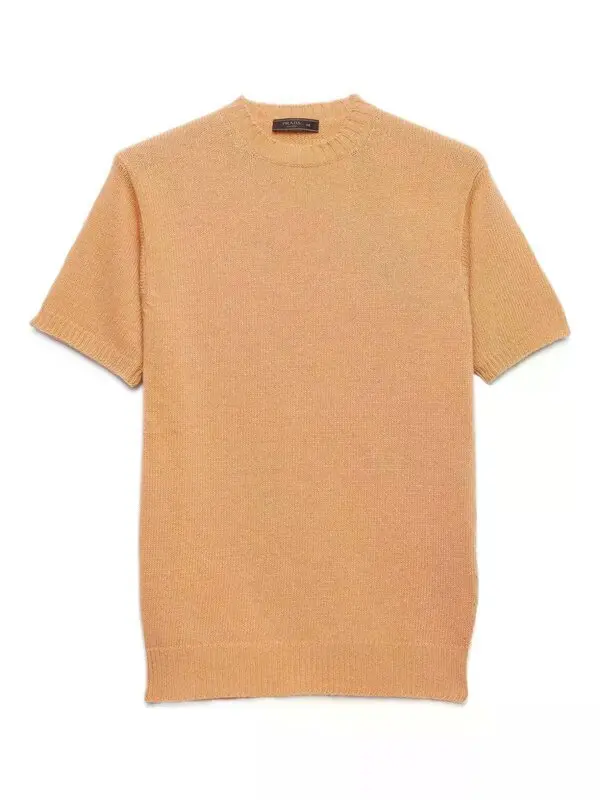 Prada Ribbed Knit Short Sleeve T-shirt