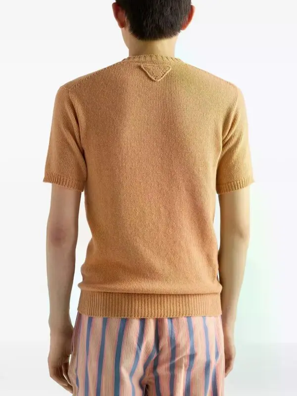 Prada Ribbed Knit Short Sleeve T-shirt