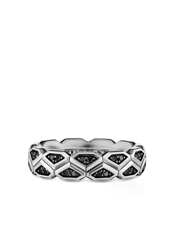 David Yurman Sterling Hex Black Diamond Ring - Silver
