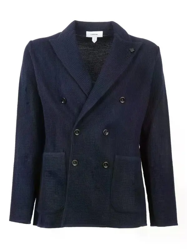 LARDINI Waffle-knit Double-breasted Blazer