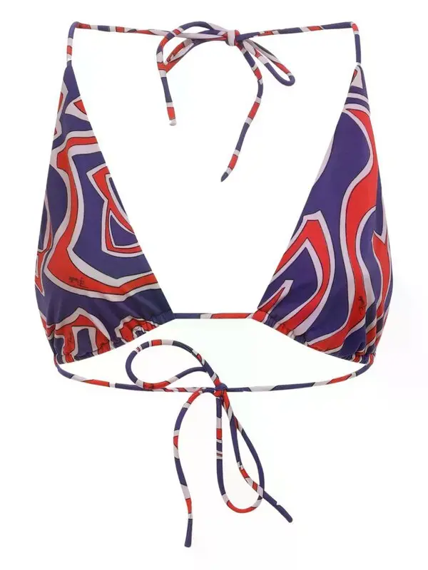 Emilio Pucci Abstract-print Triangle Bikini Top - Blue