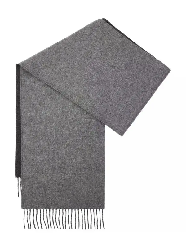 Loewe Logo-patch Fringed Scarf - Grey